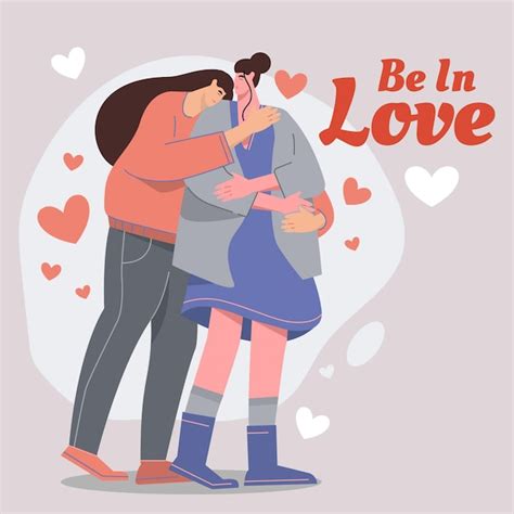 Lindo Casal De Lésbicas Ilustrado Vetor Grátis