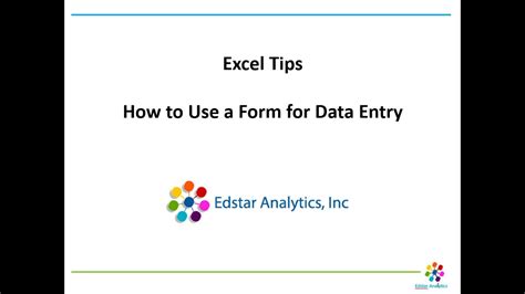 Excel Tips How To Use A Form For Data Entry YouTube