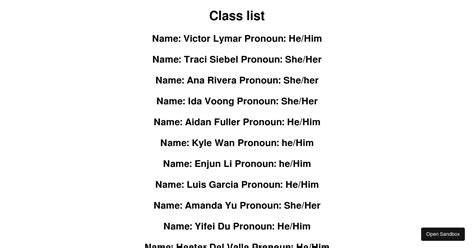 Class Roster Codesandbox