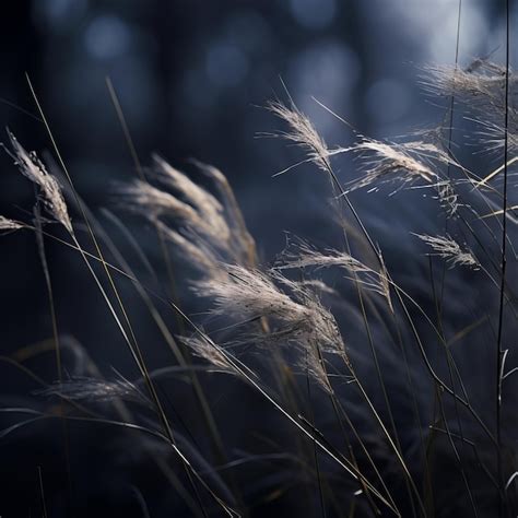 Premium Photo Tall Grass Blowing In The Wind In Front Of A Dark