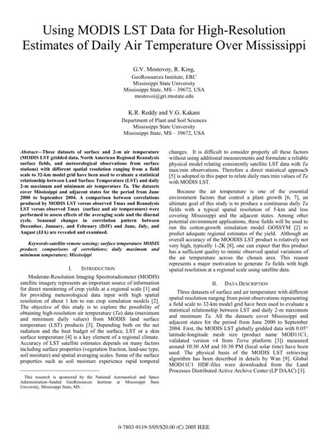Pdf Using Modis Lst Data For High Resolution Estimates Of Daily Air Temperature Over Mississippi