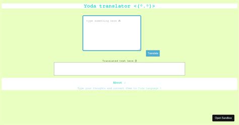 Yoda Translator In Js Codesandbox