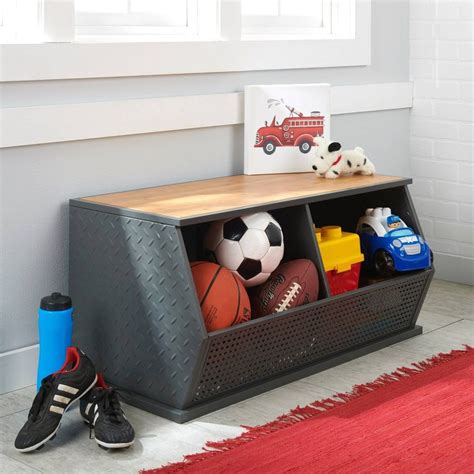 Metal And Bamboo Two Bin Stackable Storage Cubby Charcoal Natural Artofit