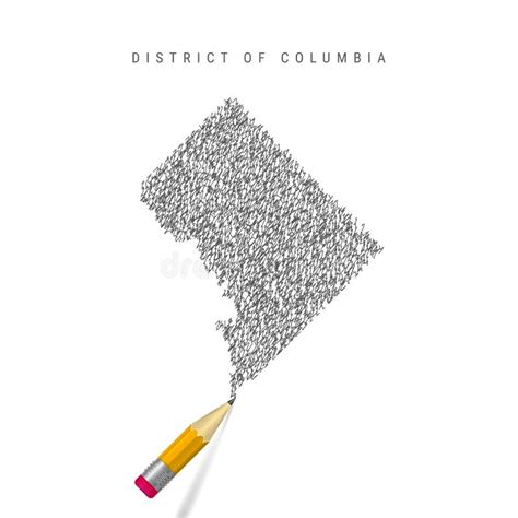 District De Columbia Esquisse Une Carte De Scribble Isolée Sur Fond