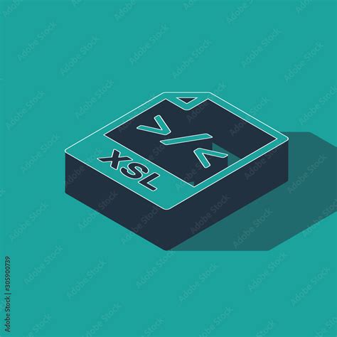 Isometric Xsl File Document Download Xsl Button Icon Isolated On Green Background Excel File