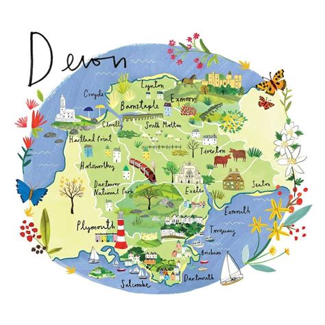 Devon Map Large Art Print Devon Map Wales Map Map Art Print