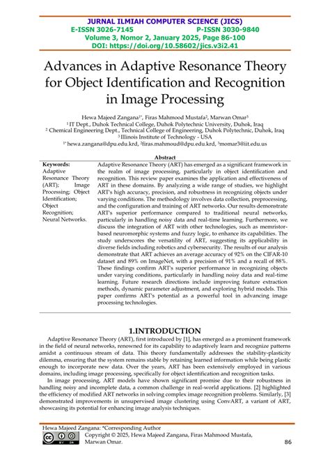 Pdf Advances In Adaptive Resonance Theory For Object Identification And Recognition In Image