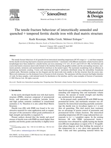 Pdf The Tensile Fracture Behaviour Of Intercritically Annealed And Quenched Tempered