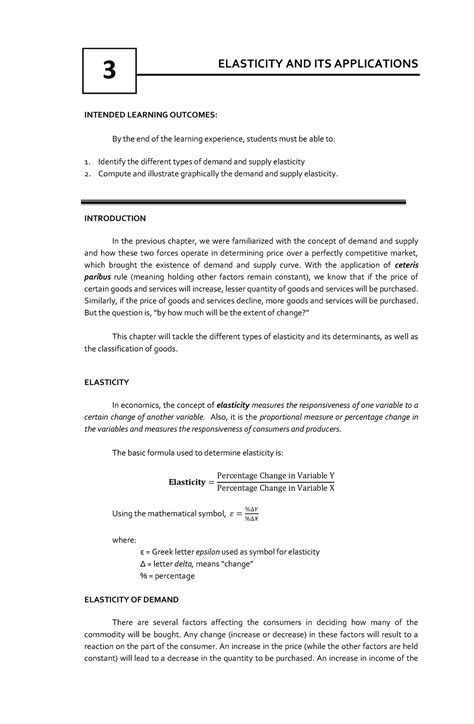 Chapter Elasticity And Its Applications B Ee Ad D F A B C E ELASTICITY AND ITS