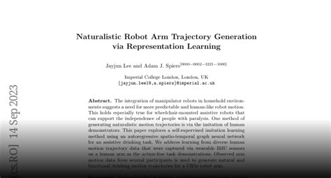 Paper Page Naturalistic Robot Arm Trajectory Generation Via