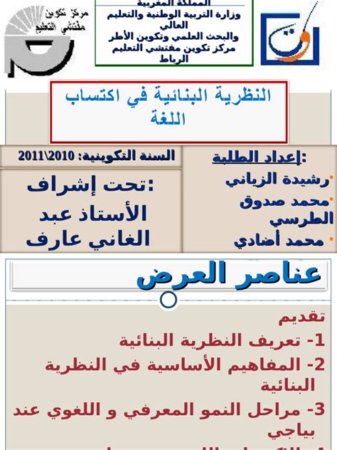 النظرية البنائية في اكتساب اللغة Pdf