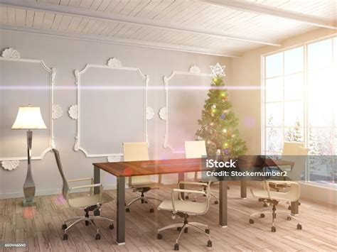 거실에 장식 된 크리스마스 트리입니다 3 차원 일러스트 레이 션 거실에 대한 스톡 사진 및 기타 이미지 거실 나무 러시아 Istock