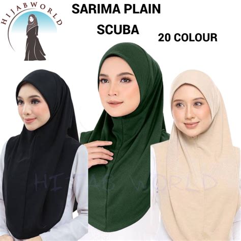 Tudung Sarung Moscrepe Scuba Sarimah Plain Instant Ready Stock Size M L