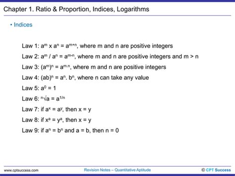 Quant01 Ratio Proportion Indices Logarithms PPT