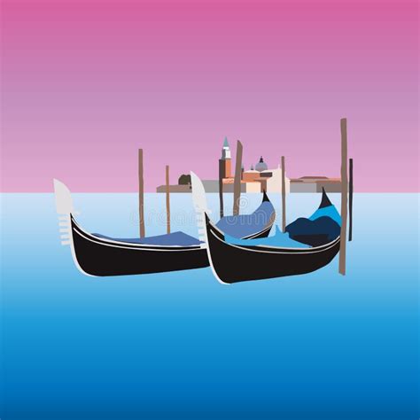 Gondolas In Venice Italy Vector Illustration Stock Vector