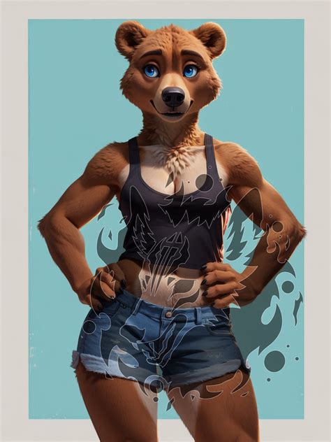 Anthro Bear Girl Image Digital Download Hd Image Set Unique Original