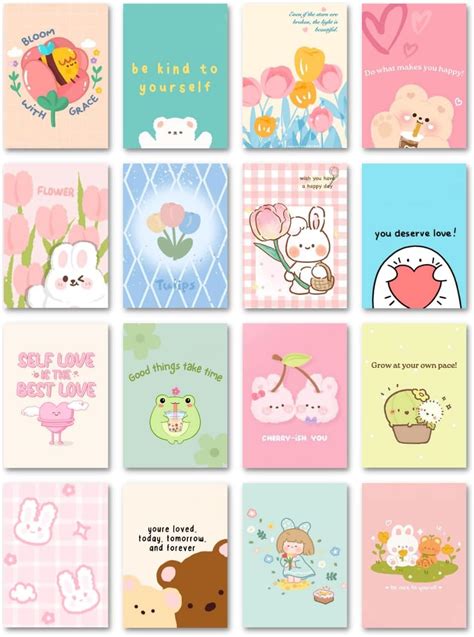 Kawaii Cute Posters Pack Of 16 8 X 11 Cm 300 Gsm Cute Aesthetic