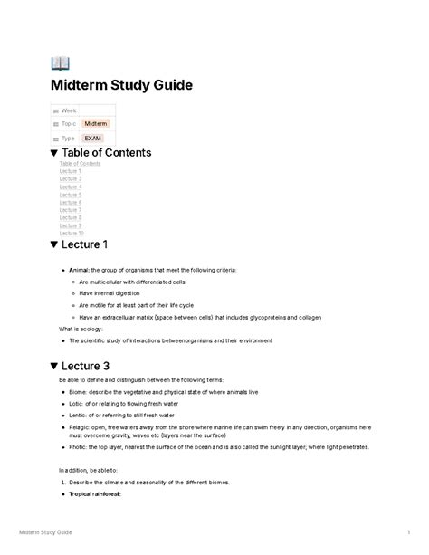Midterm Study Guide Midterm Study Guide Week Topic Midterm Type EXAM Table Of Contents