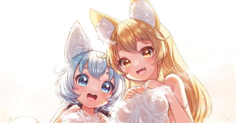 白猫プロジェクト コリン＆コヨミ露天風呂♨ 由訃＠fanboxのイラスト Pixiv