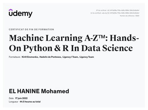 Mohamed El Hanine On Linkedin Udemy Datascientist Machinelearning Python