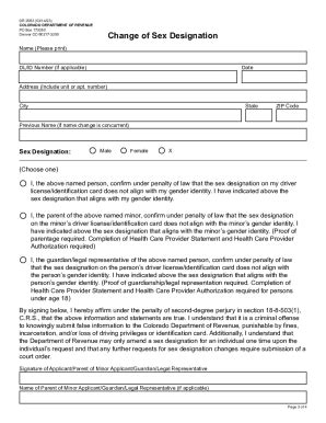 Fillable Online DR Change Of Sex Designation This Document Provides The Opportunity To