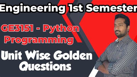 Ge3151problem Solving And Python Programmingunit Wiseimportant