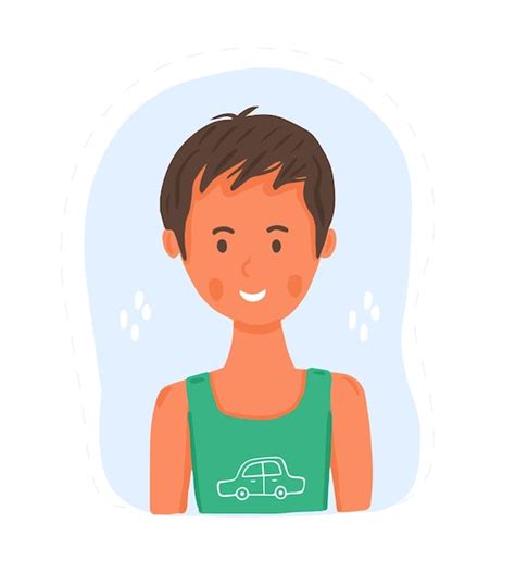 만화 스타일의 십 대 소년 아바타 프리미엄 벡터