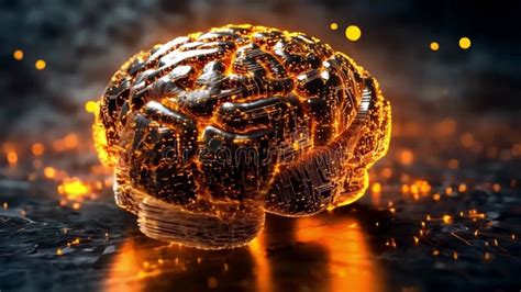Illuminated Brain Model with Electric Circuits Glowing in a Dark ...
