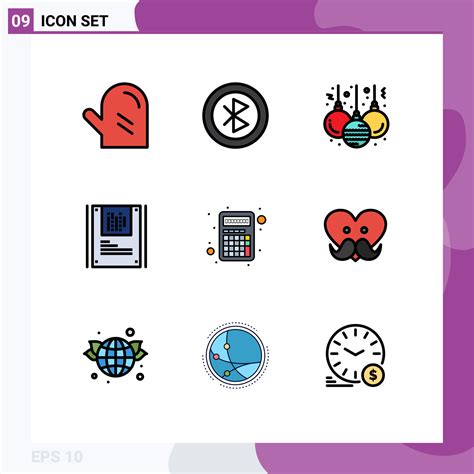 Stock Vector Icon Pack Of 9 Line Signs And Symbols For Calculator