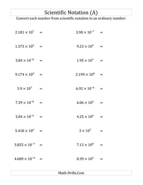 Converting Scientific Notation Worksheet