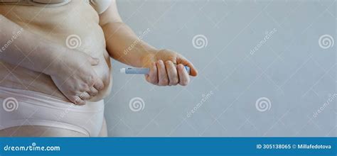 Lady Making Semaglutide Injection Closeup Semaglutide Or Insulin