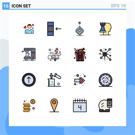Universal Flat Color Filled Lines Set For Web And Mobile Applications Coffee Modern Arcade