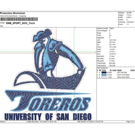 Ncaa Usd Toreros Logo Machine Embroidery Designs Ncaa San Diego