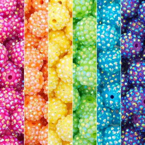 Acrylic Flower Beads Rainbow Palette Beads