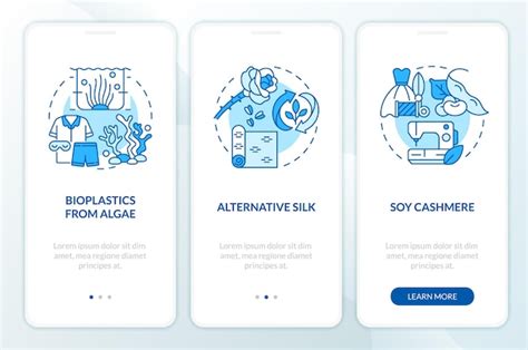 Premium Vector Bio Based Materials In Fashion Blue Onboarding Mobile App Screen