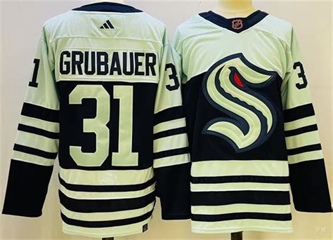 Mens Seattle Kraken 31 Philipp Grubauer Ice Blue 2022 Reverse Retro