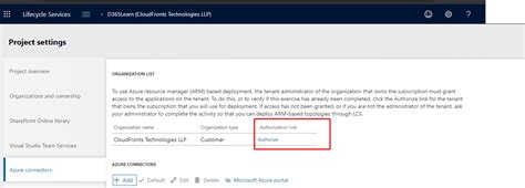 create azure connector with arm azure resource manager configuration