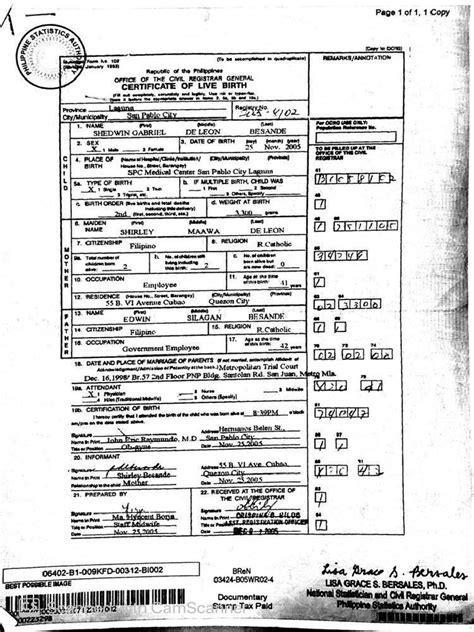 Psa Birth Certificate Pdf