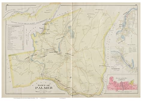 Palmer Massachusetts 1894 Old Town Map Reprint Hampden Co Old Maps