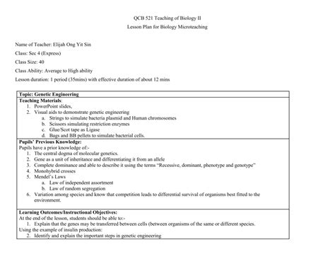 Lesson Plan For Microteaching