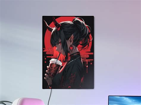 Angel And Devil Poster Anime Anime Girl Led Poster Wall Art Gaming Room Decor Ultra Thin