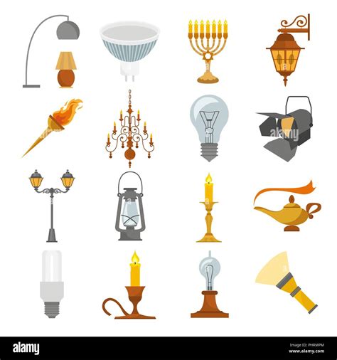 Lighting Elements Icon Set Vector Illustration Stock Vector Image