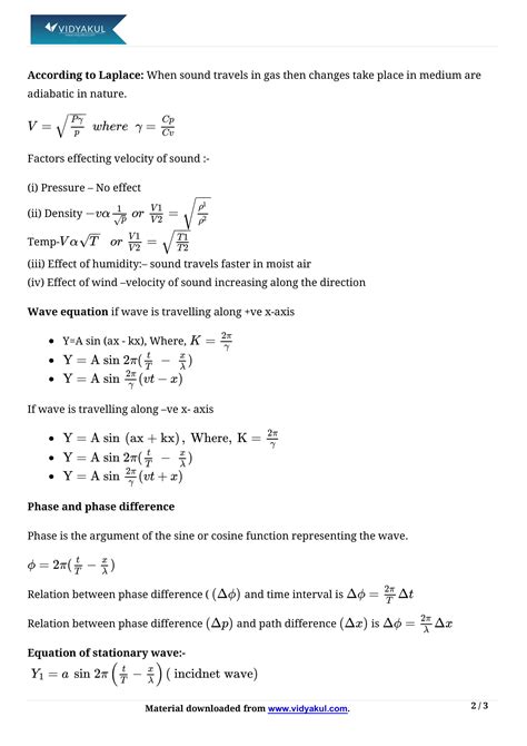 Class 11 Physics Chapter 15 Waves Notes Vidyakul