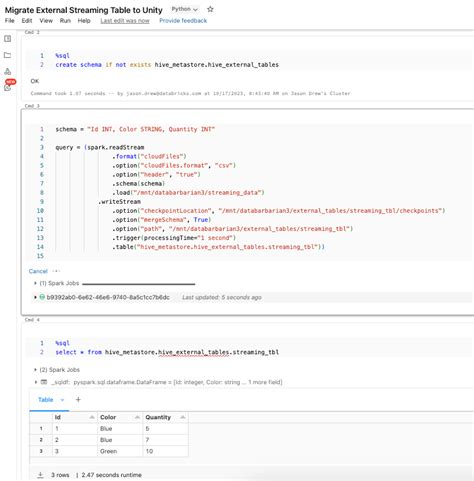 migrate external hive streaming tables to unity in an azure workspace