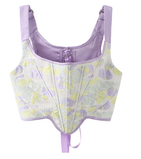 Handmade Retro Floral Jacquard Lace Up Corset Top Retro Fairy