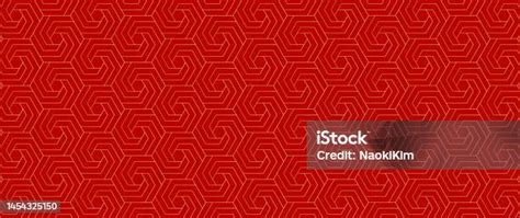 Abstract Red Gold Hexagon Geometric Background Japanese Pattern