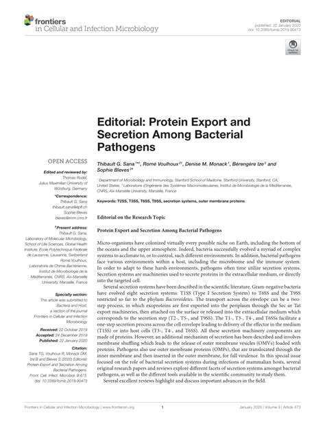 Pdf Editorial Protein Export And Secretion Among Bacterial Pathogens