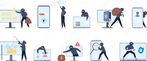 Hackers Characters Phishing Security Personal Data Hacker Hack Web Information Phone Scam And