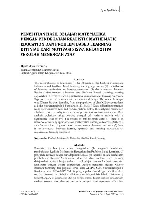 pdf penelitian hasil belajar matematika dengan pendekatan realistic