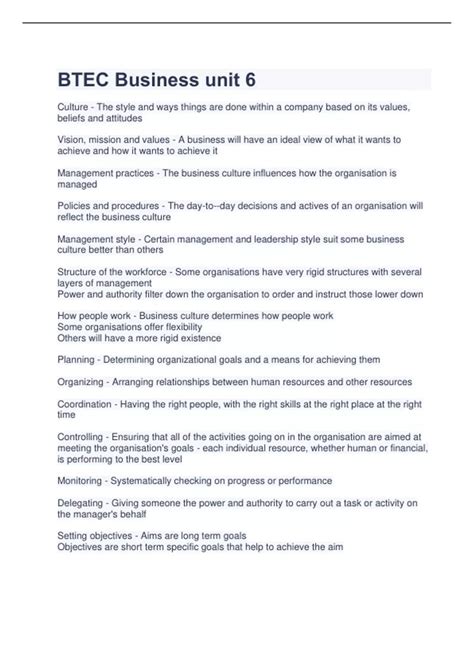 Package Deal For Btec Business Level 3 Unit 6 Principles Of Management January 2024 Exam Stuvia Us